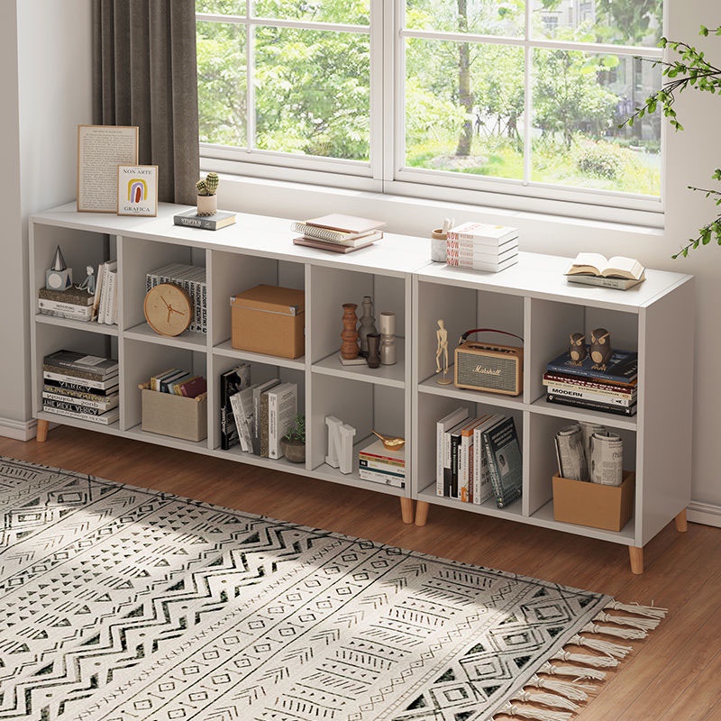 Books rack in living room Floor low bookcase solid wooden leg bedroom ...