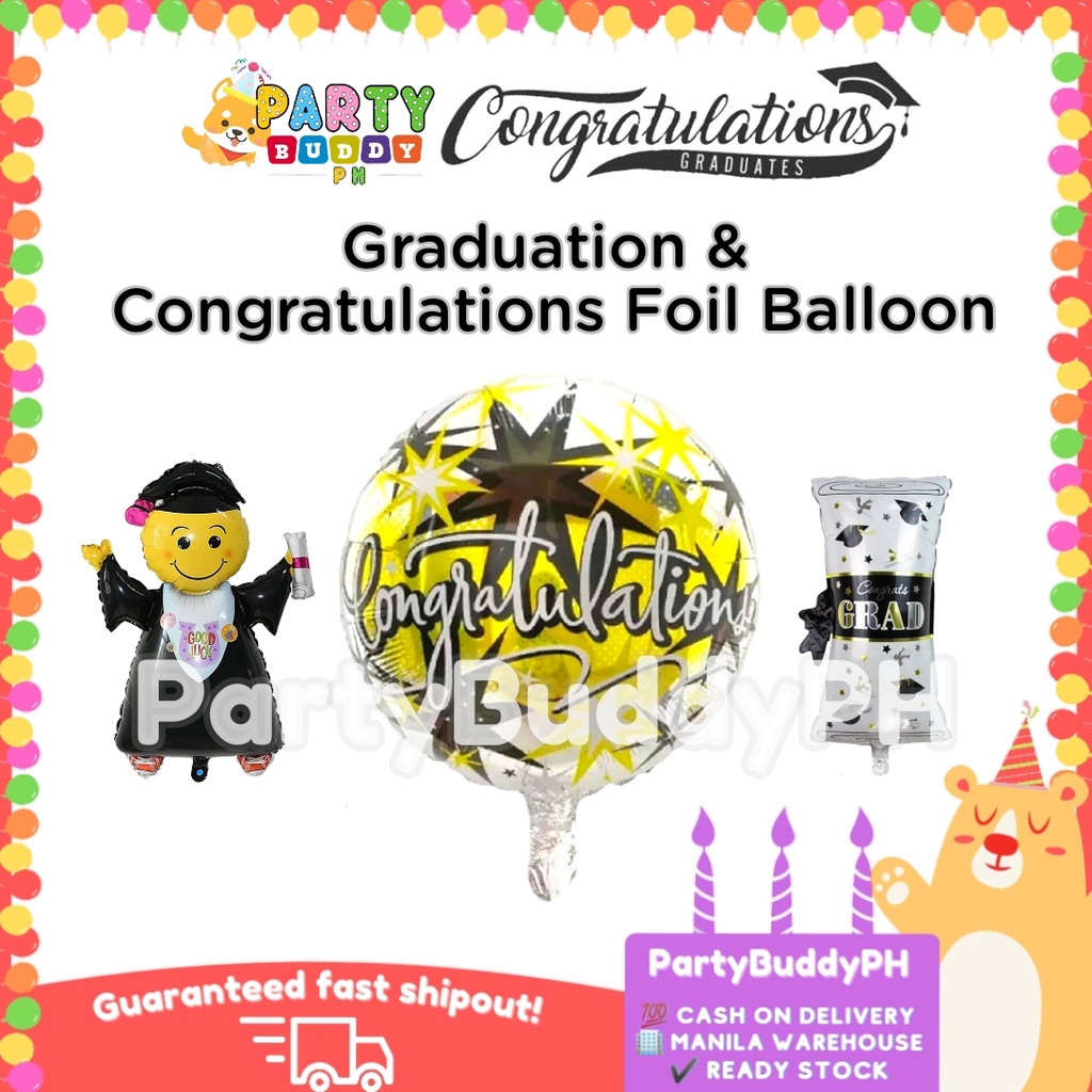 PartyBuddyPH Mini Foil Graduation Graduate Diploma Congratulations Foil ...