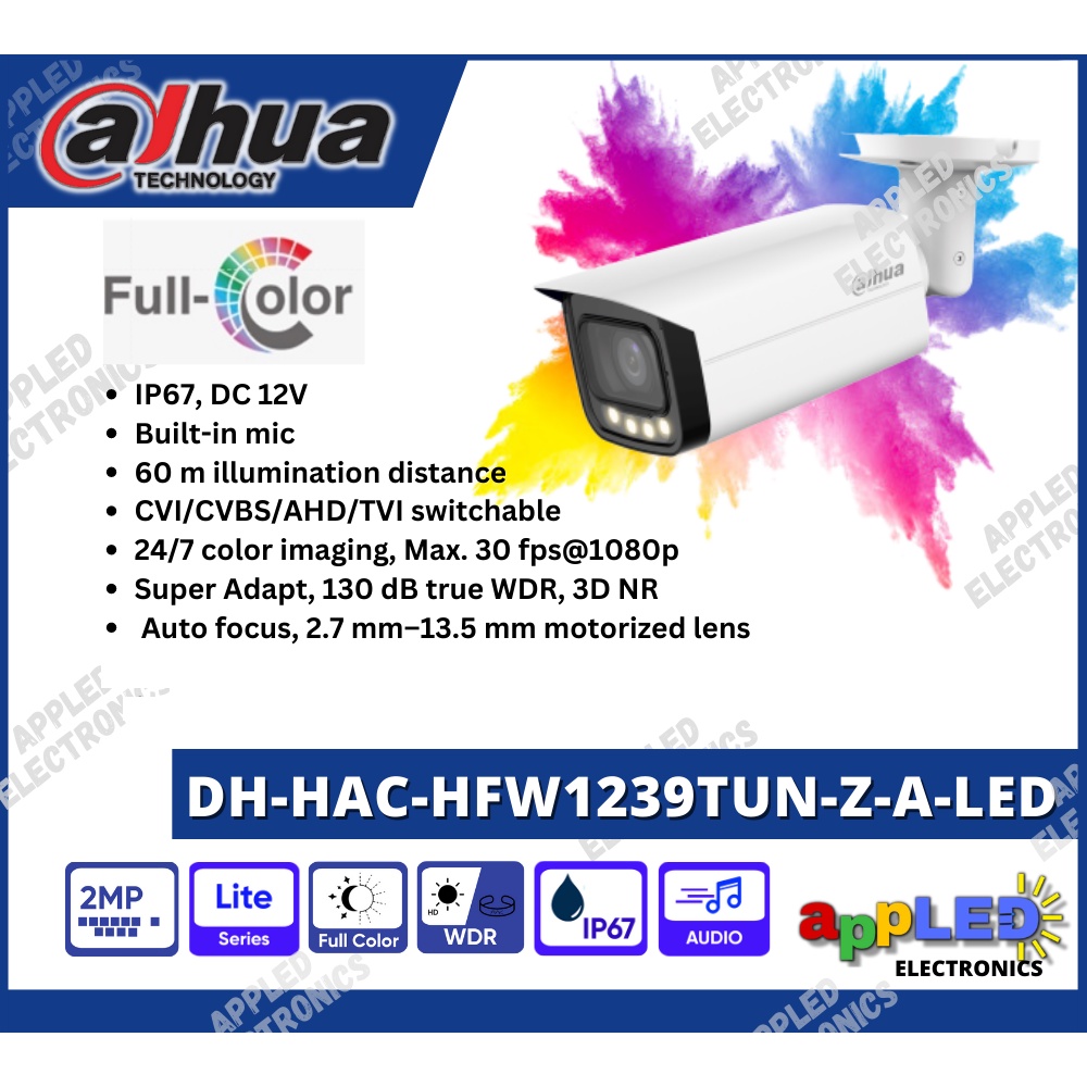 Dahua DH-HAC-HFW1239TUN-Z-A-LED 2MP Motorized Varifocal Lens Analog ...