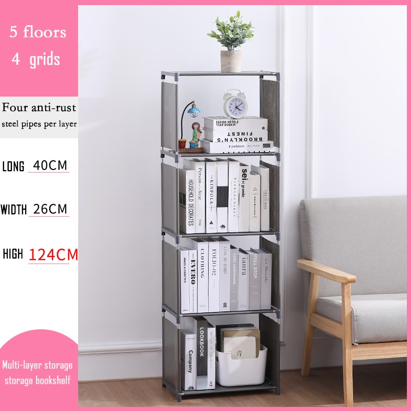DIY Book Shelf 4 Layer Storage Rack Waterproof And Easy To Clean 4 ...