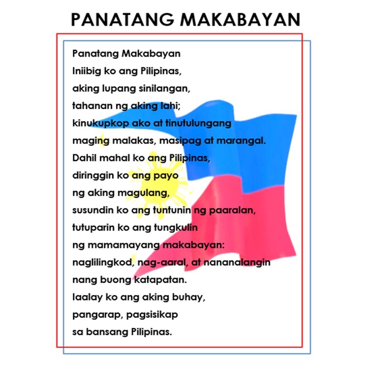 Lupang Hinirang, Panatang Makabayan, Filipino / Tagalog Charts | Shopee ...