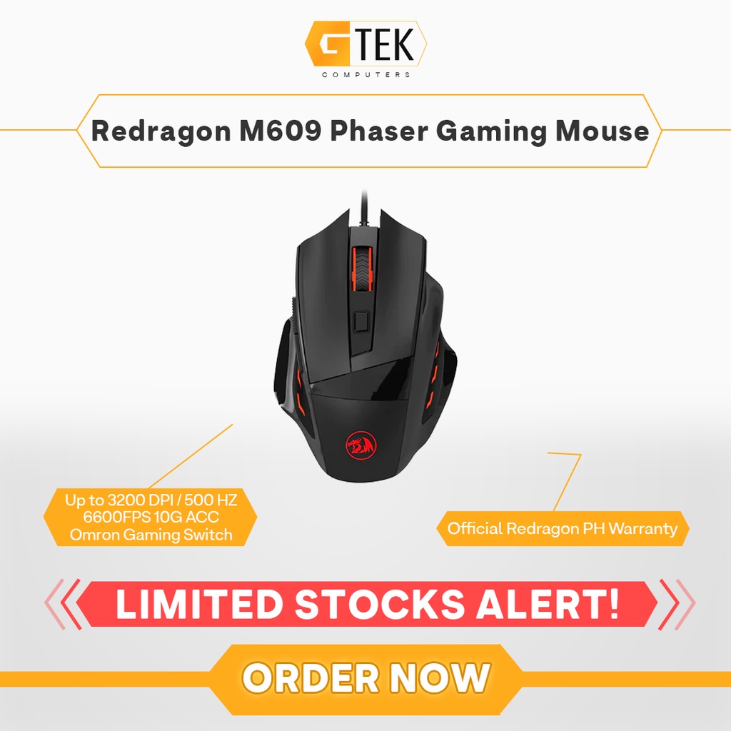Redragon M609 Phaser 3200 DPI Wired Gaming Mouse | Shopee Philippines