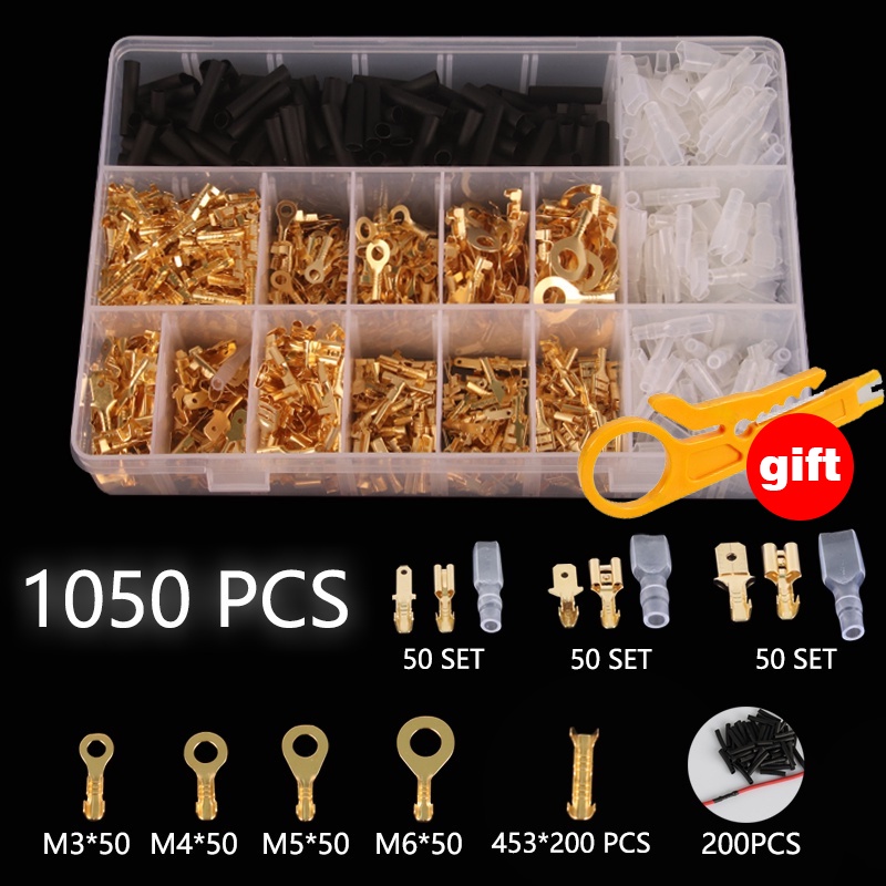 135 / 270 / 315 / 1050 PCs terminal 2.8/4.8/6.3mm insulated crimp ...