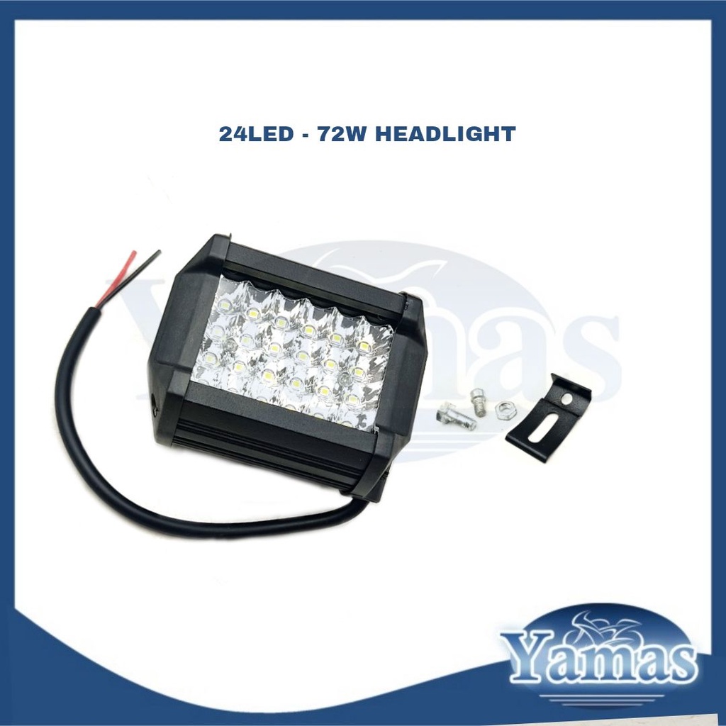 24 Leds Square 72W Work Light 12V/24V Waterproof White Combo Beam Car Headlight Fog Light ...