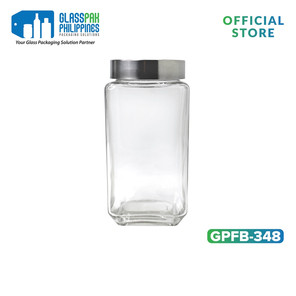 Glasspak 1000ML Square Wide Mouth Glass Jar Transparent Storage Bottle ...