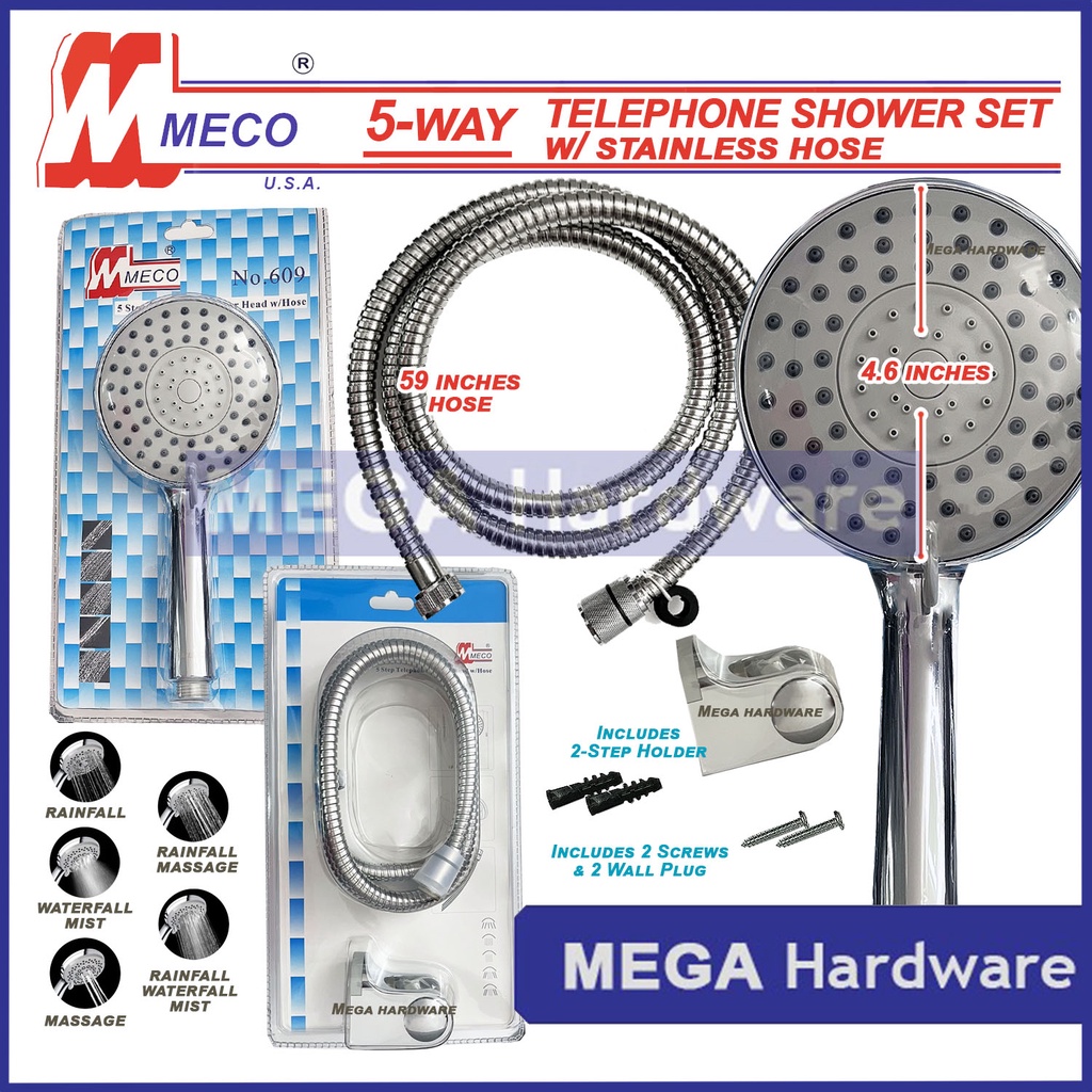 MECO High Quality PVC / Stainless Telephone Shower Set (Hose, Head ...