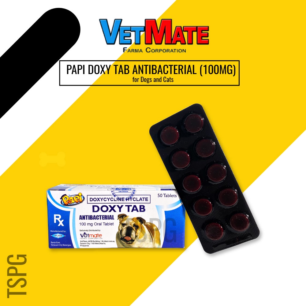 Papi Doxy Tab Antibacterial for Dogs and Cats 100mg per 10 pcs | Shopee ...