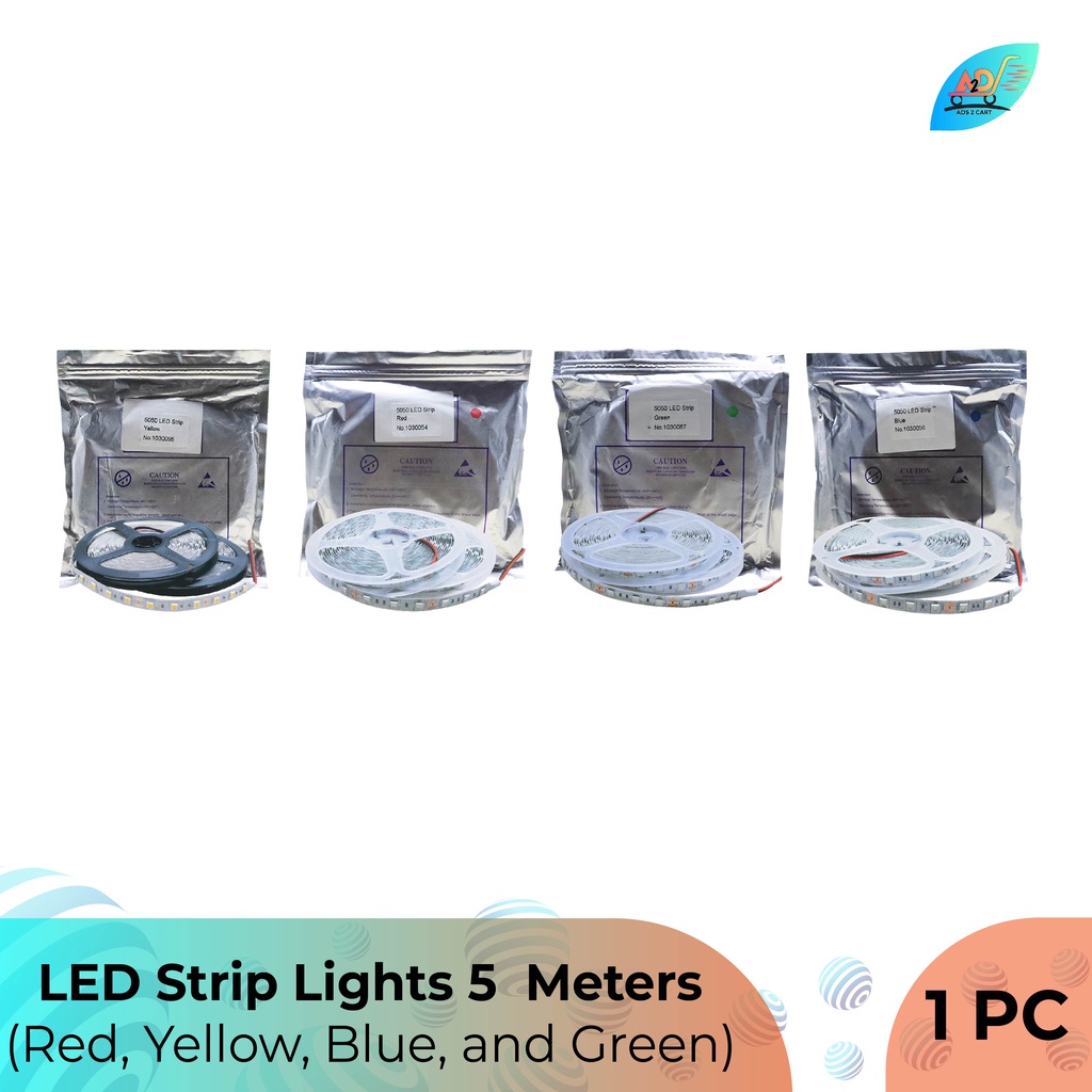 ADS LED Strip Lights 5 meter DC 12Volt 12watts Red, Yellow, Blue ...