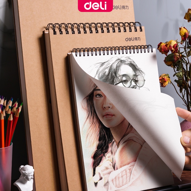 Deli B5/A4 Professional Sketch Notebook 40Sheets Art Sketch Spiral ...