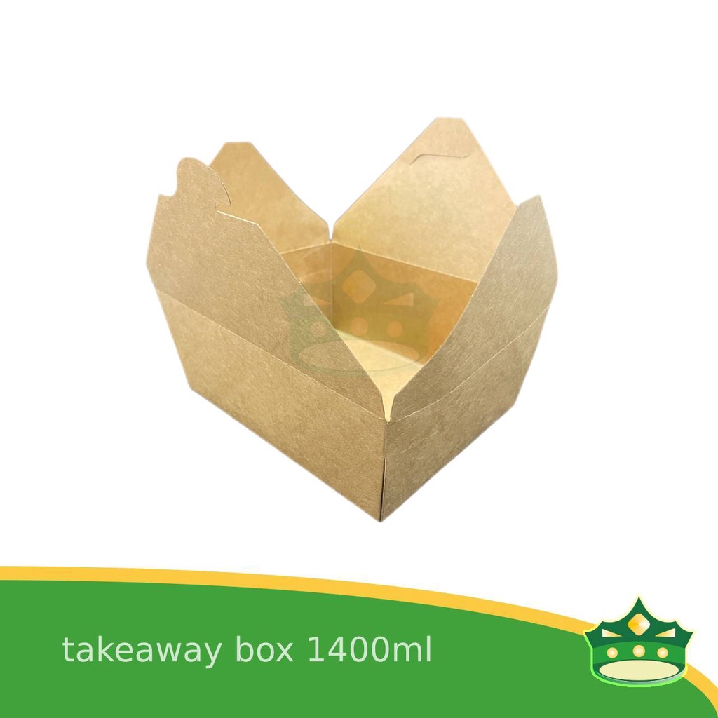 [50 pcs] takeaway box kraft 1400ml laminated for take-out meals, viands ...