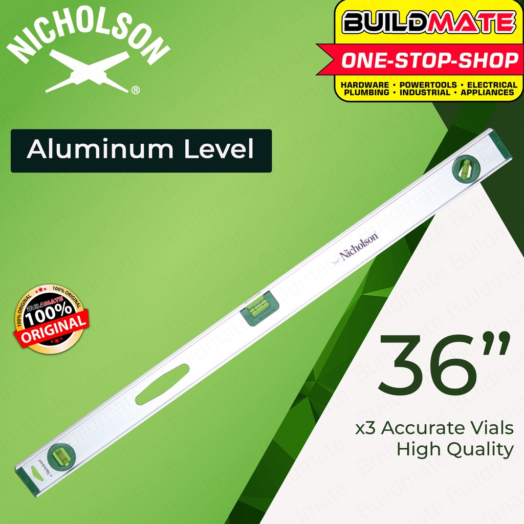 NICHOLSON Aluminum Level 36" Inch Spirit Leveler Bubble Spirit Level ...