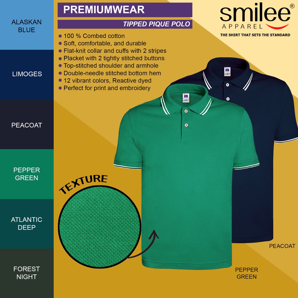 Smilee Apparel Premium Tipped Pique Polo Shirt 2 | Shopee Philippines