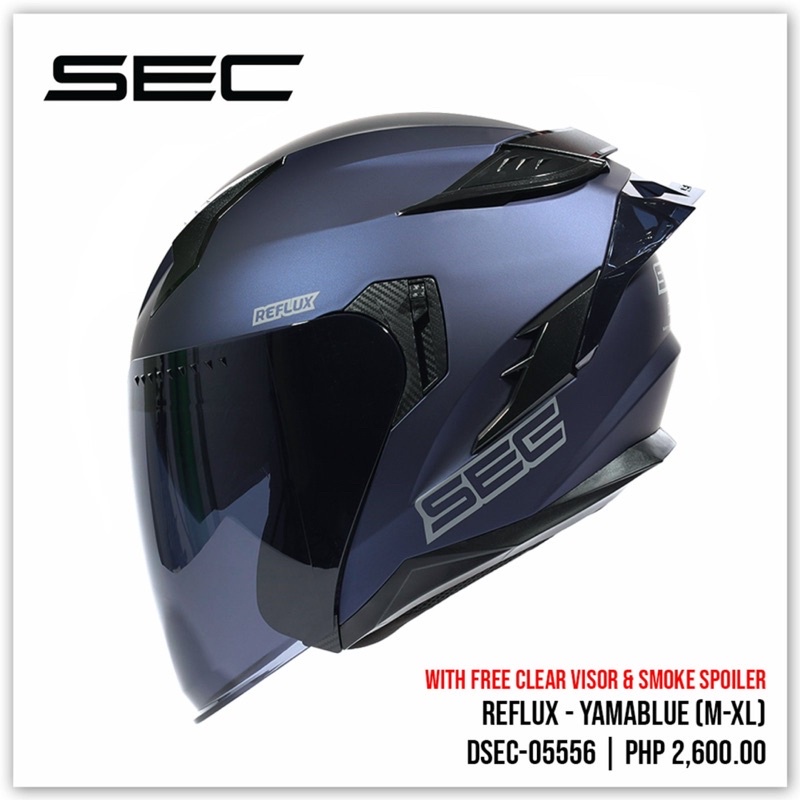 Reflux SEC half face dual visor helmet with FREE CLEAR LENS & SPOILER ...