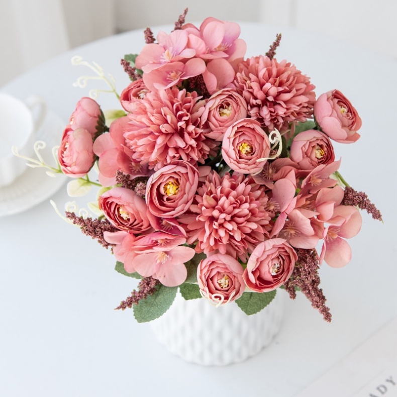 5 branches 1 bouquet Artificial rose flower bouquet Artificial flowers ...