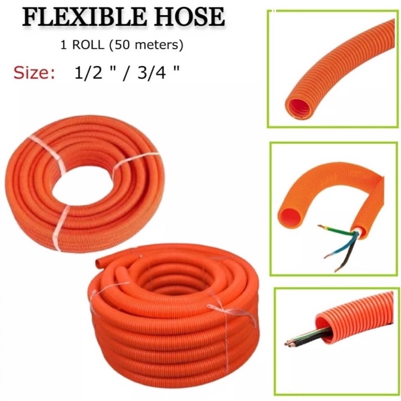 ORANGE Flexible Hose PVC 1/2 3/4 1'' 50METERS/100METERS | Shopee Philippines