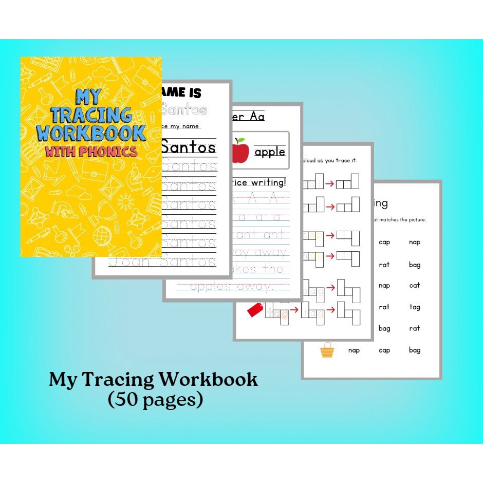 Tracing Workbook with phonics with free soft copy of your child's name ...