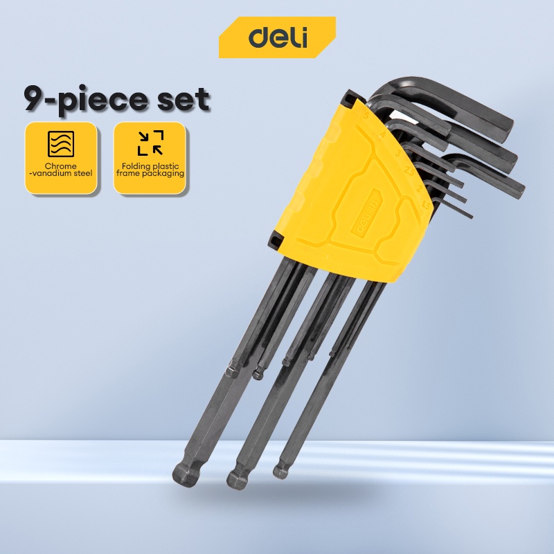 Deli 9Pcs/Set Allen Hex Key Set Torx Wrench Set Allen Wrench | Shopee ...
