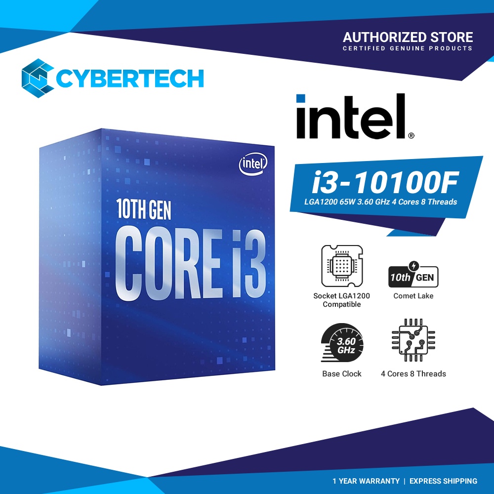Intel Core i3-10100F 3.6 GHz 4-Core 8-Thread 6MB Cache 65W LGA1200 | Shopee Philippines