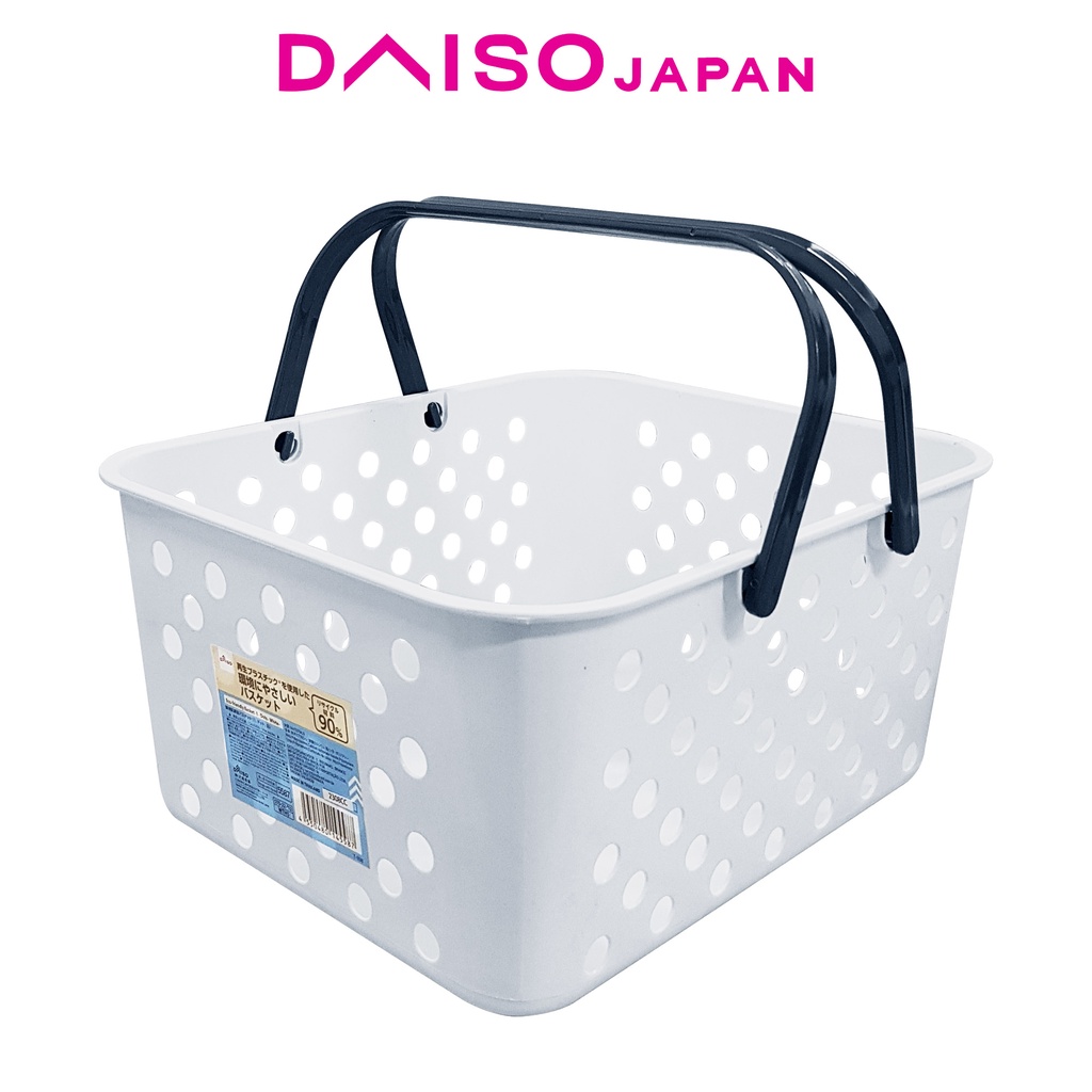 Daiso Large White Deep Dotted Basket | Shopee Philippines