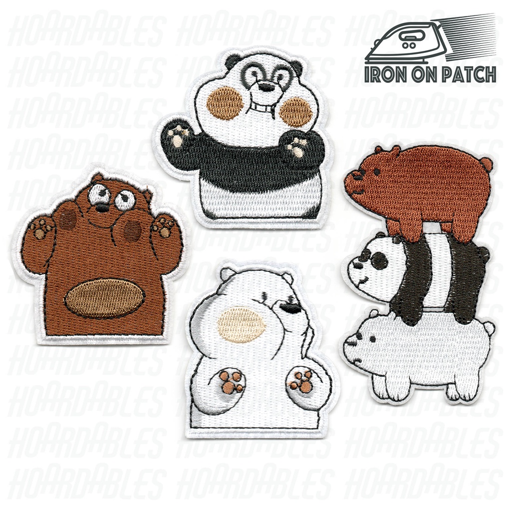 WBB We Bare Bears Grizzly Panda Ice Bear Stack Iron On Sew DIY Decor ...