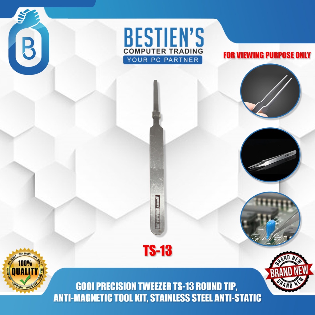 GOOI PRECISION TWEEZER TS-13 ROUND TIP, ANTI-MAGNETIC TOOL KIT ...