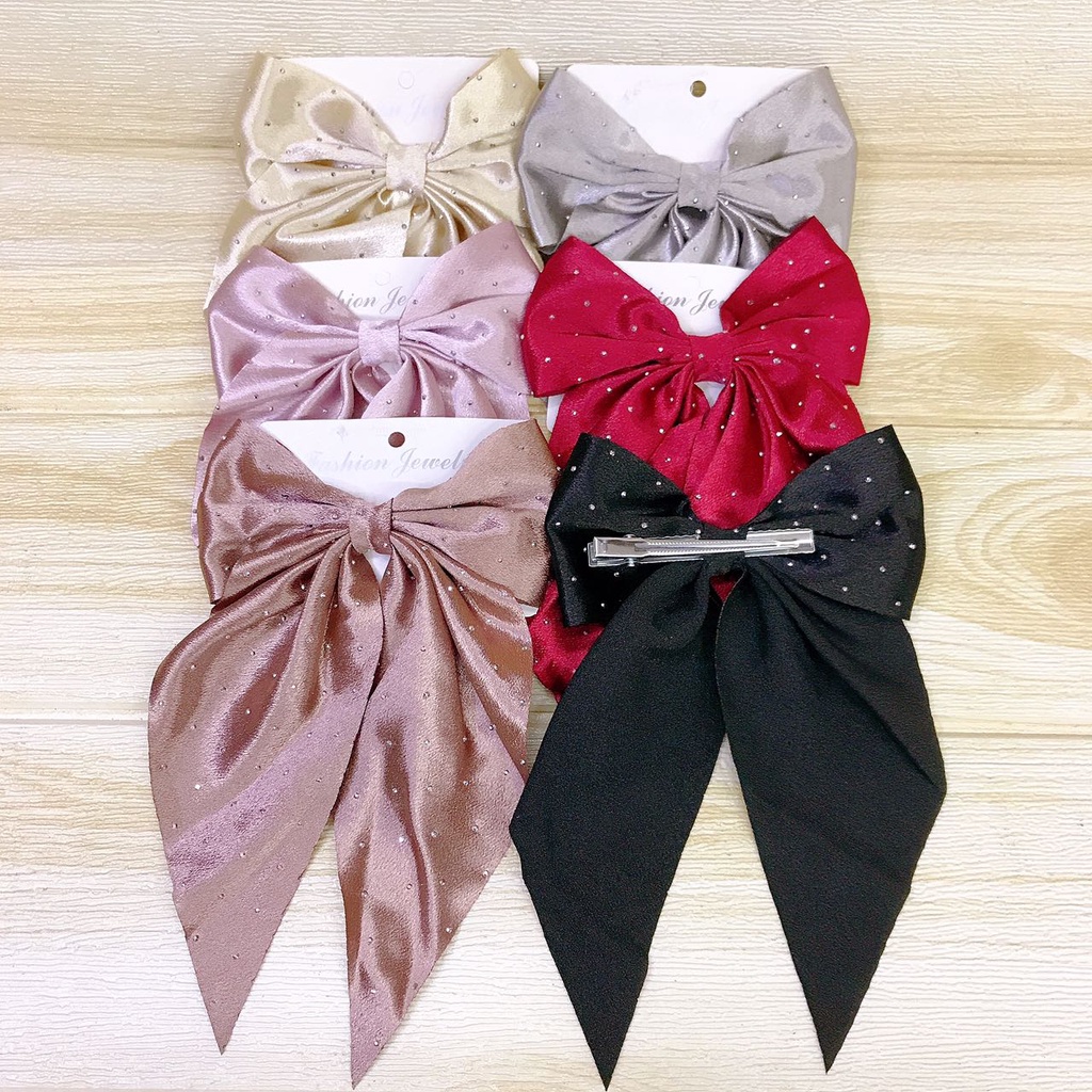 Ur Style Korean Fashion Hair Clip Ribbon with Stones | Shopee Philippines