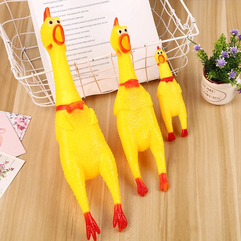 Pet Toy Screaming Chicken Yellow Rubber Chicken Pet Dog Toy Squeak ...