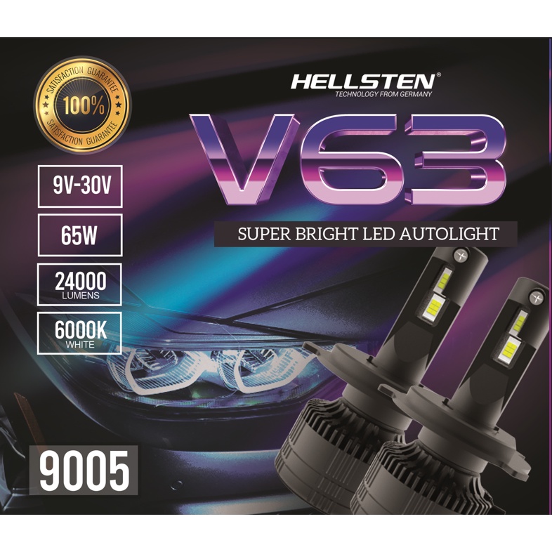 HELLSTEN V63 SERIES 9005/HB3 6000K | WHITE COLOR | HEADLIGHTS ...