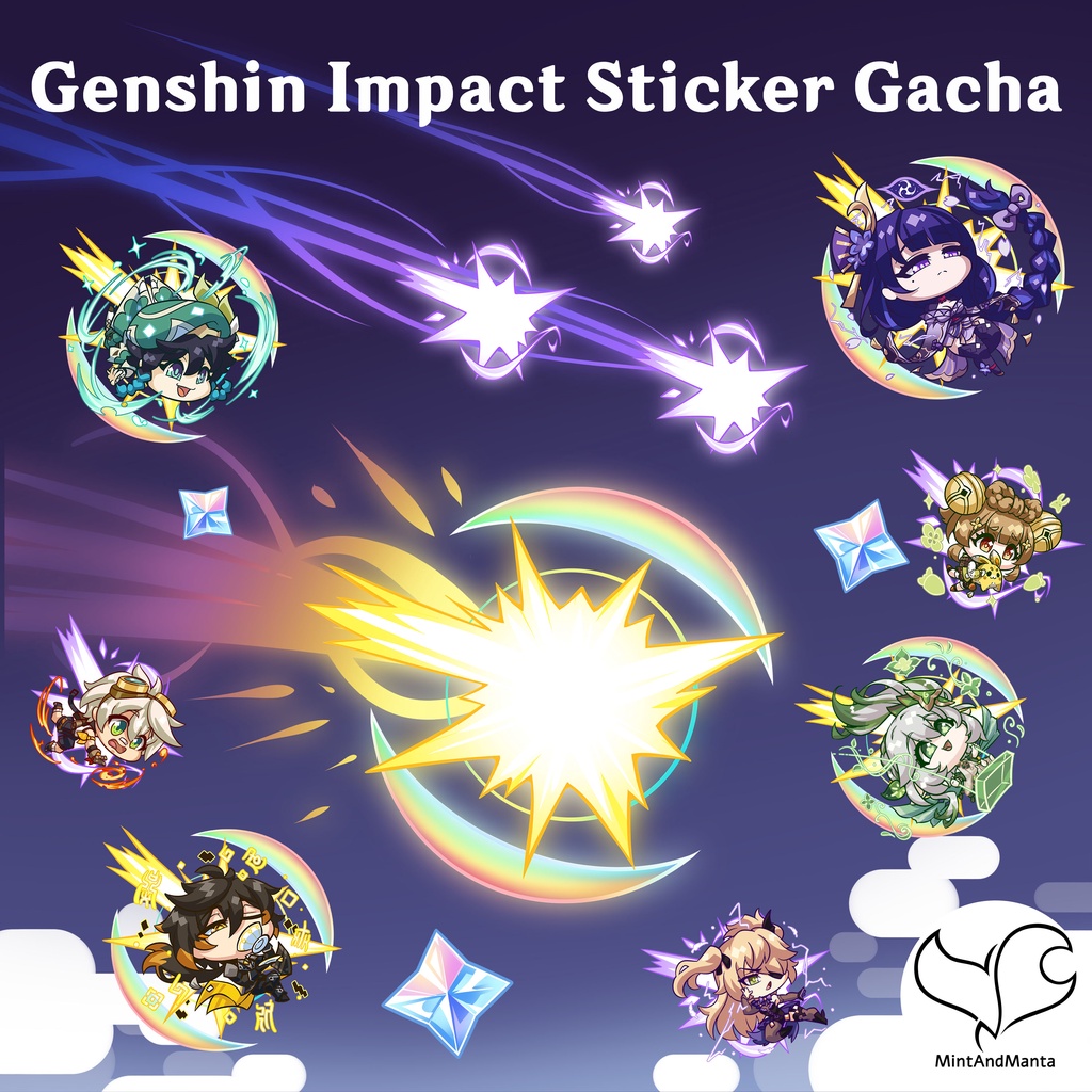 Genshin Impact Sticker Gacha [ 5 pulls ] | Gacha Game | Waterproof ...