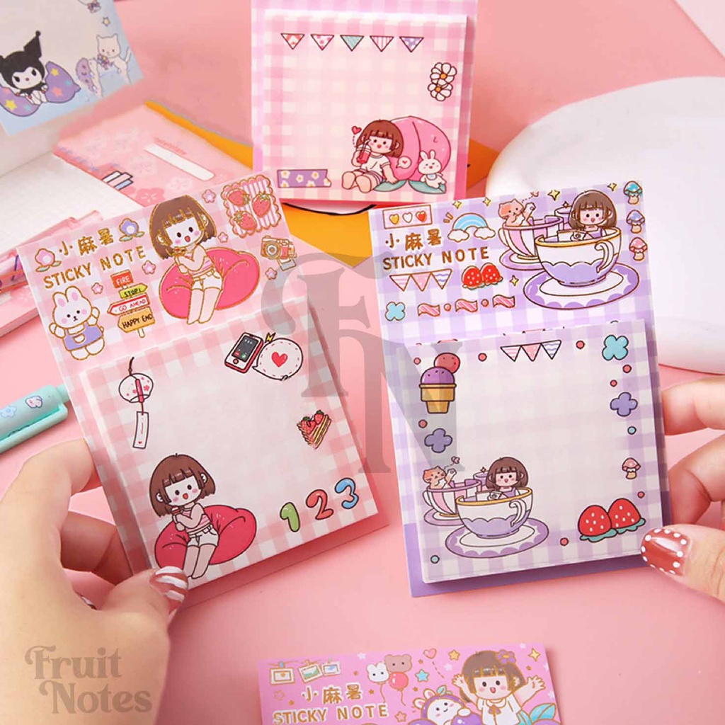 [CLEARANCE] SN319 50 sheets Kawaii Cute Girl Sticky Notes | Shopee ...