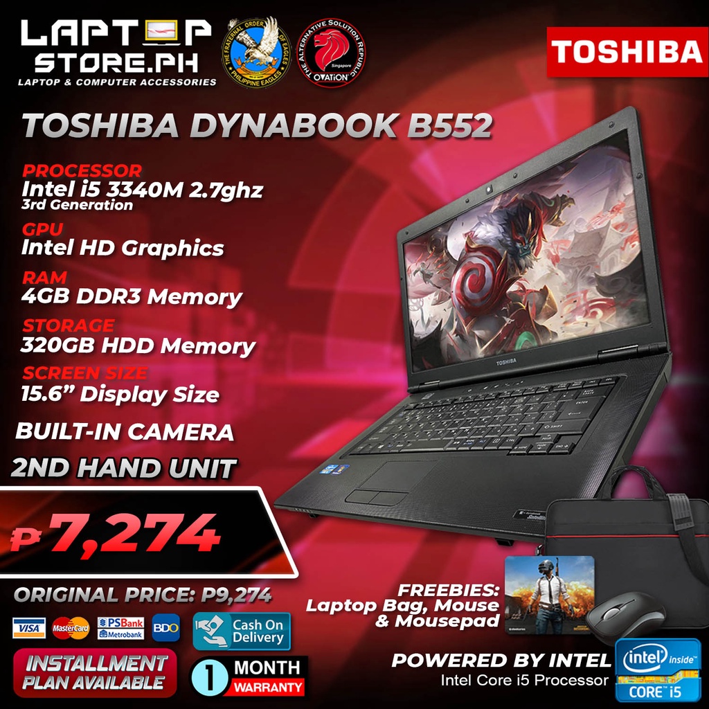 Laptop TOSHIBA B552 Intel Core i5 3340M 2.7ghz 8gb 320gb HDD(3rd ...