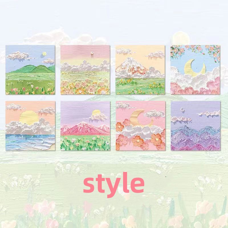 80sheet Landscape Oil painting Sticker Post Note Notepad Three ...