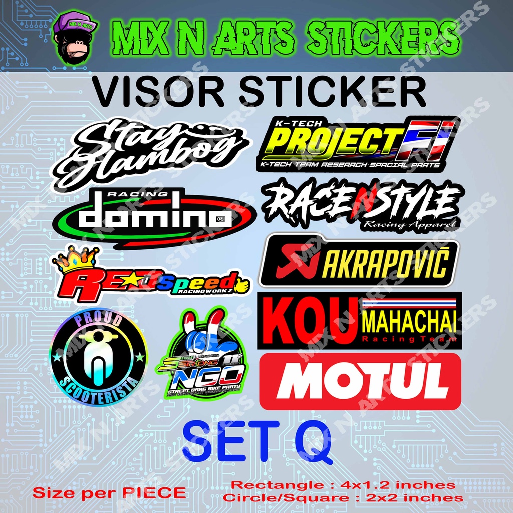 Motorcycle Visor Sticker 10pcs per set ( NMAX AEROX PCX ADV Click Beat ...