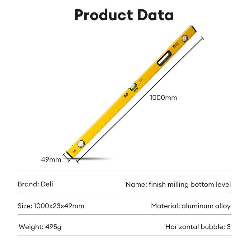 Deli 3-In-1Magnetic Spirit Level Bar Thicker Aluminum Mini Level Bar ...