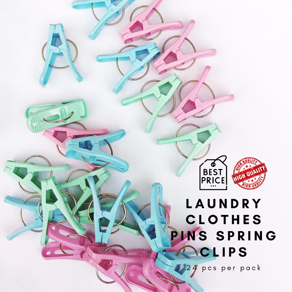 24 Pcs Clothespin, Laundry Clothes Pins Spring Clips | Shopee Philippines