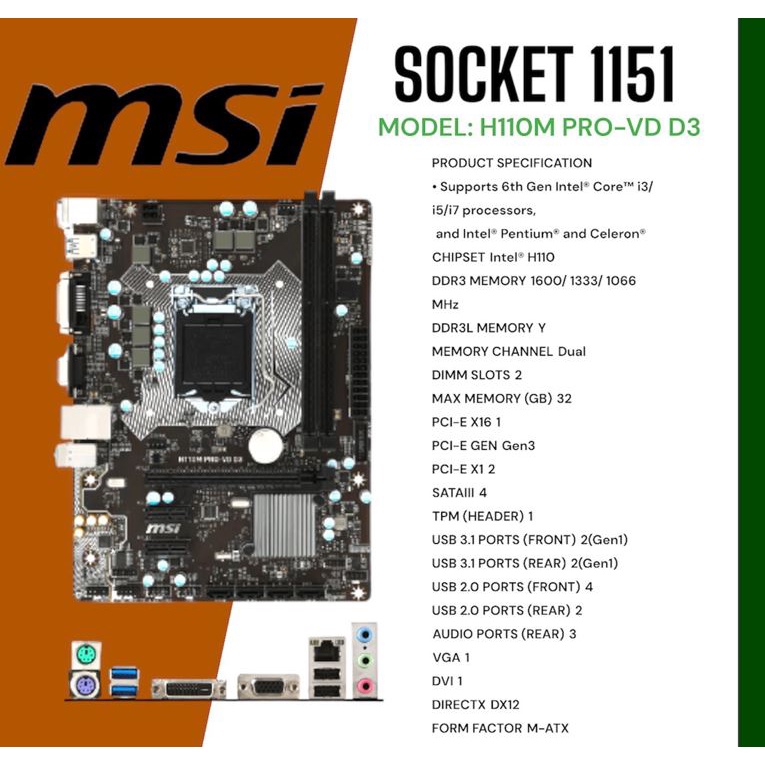 MSI MOTHERBOARD SOCKET 1151/1155 PRE-OWNED | Shopee Philippines