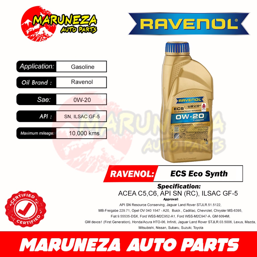 Ravenol ECS Eco Synth 0W-20 Liter | Shopee Philippines