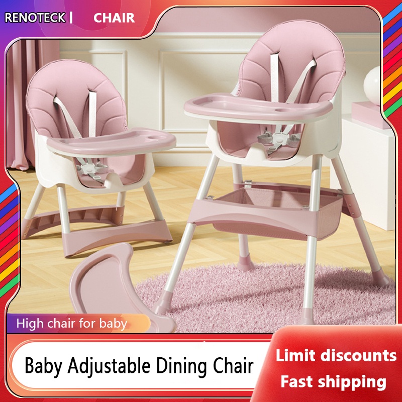 Baby High Chair Adjustable Height Removable Tray Baby Feeding High ...