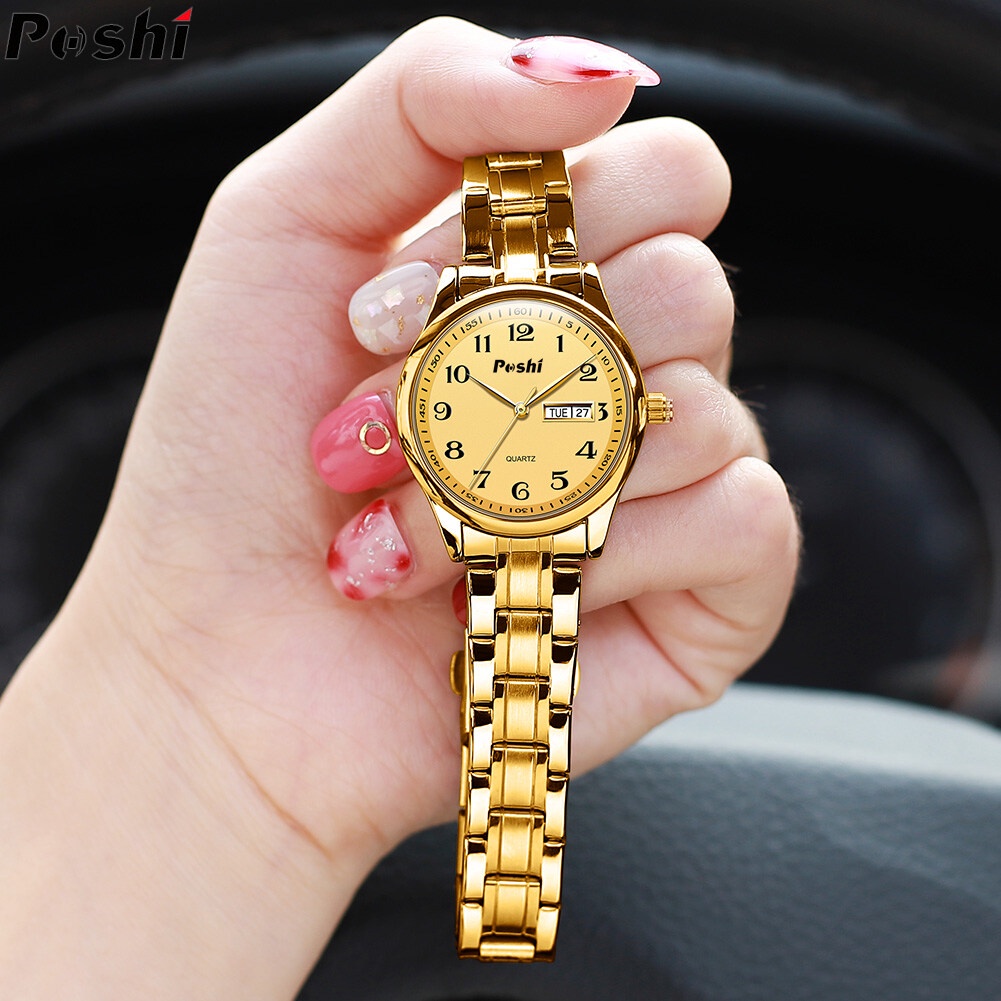 POSHI Watch For Woman Waterproof Original Women Gold Silver Stainless ...