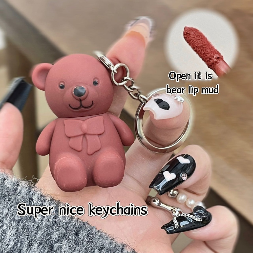 Fun live New Art value Bear velvet matte lip gloss can be used clay ...