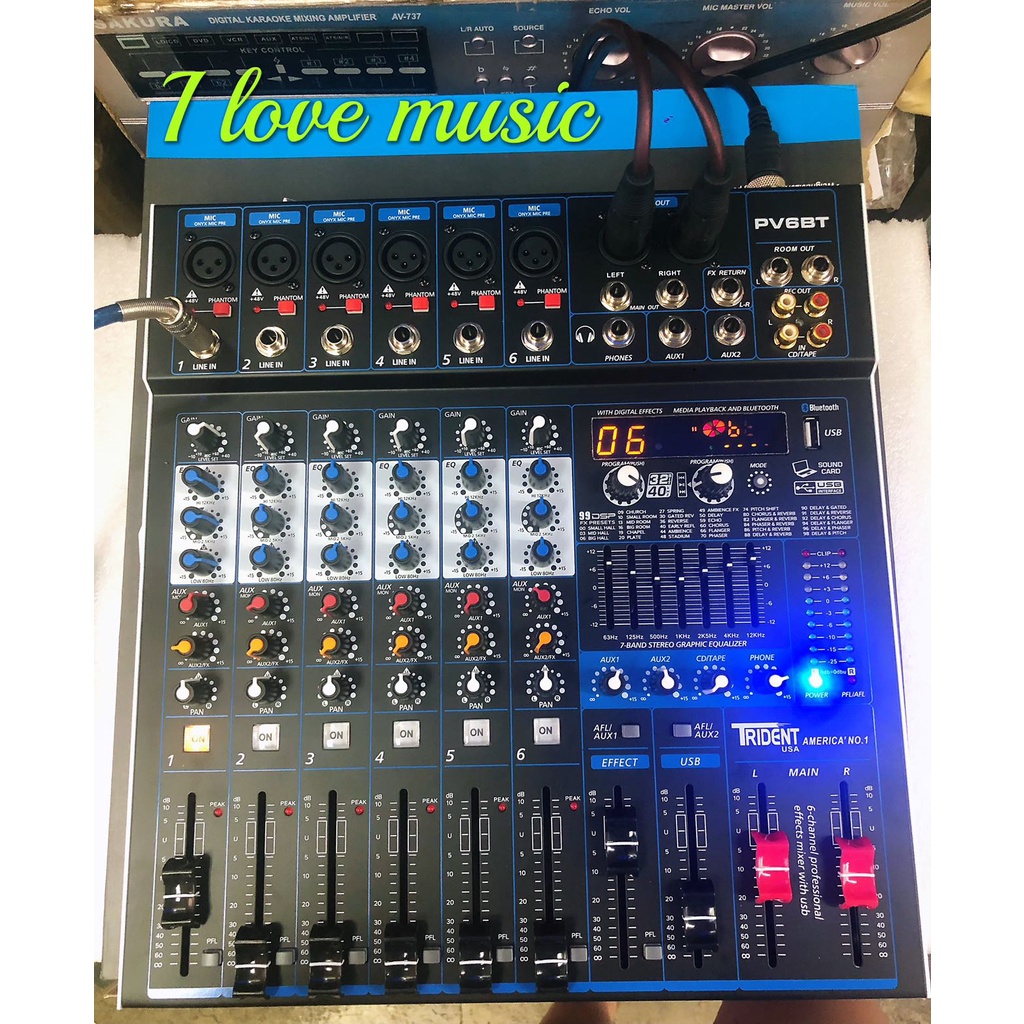 Sound mixer 6 channel Trident PV6BT Compact 6 mono Channel w/ 99 DSP ...