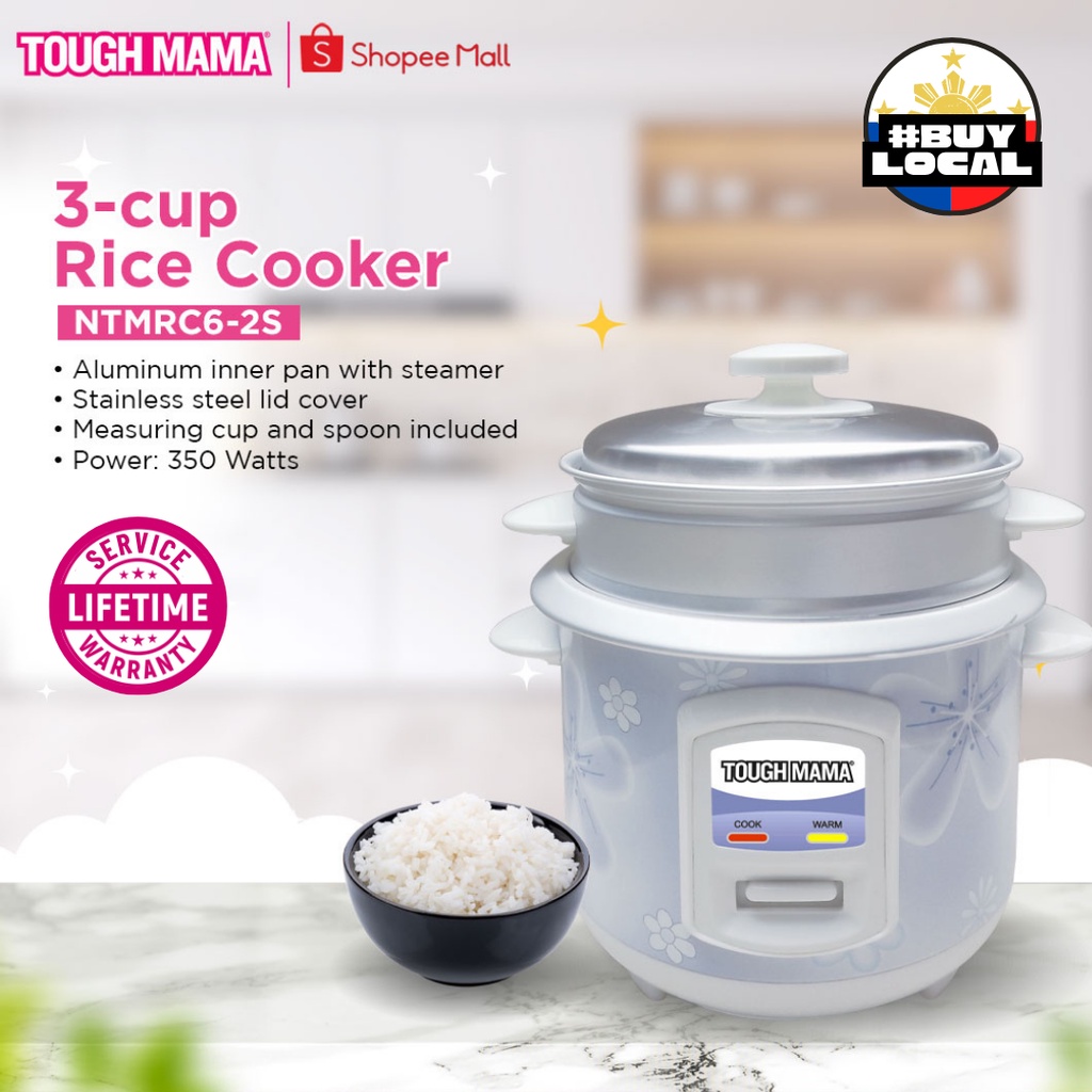 Tough Mama NTMRC6-2S Rice Cooker with Aluminum Steamer Mini Cooker ...