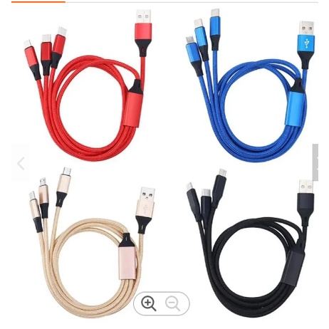 3 in 1cable 8 pin Micro USB type C 3 in 1 Charging CABLE | Shopee ...