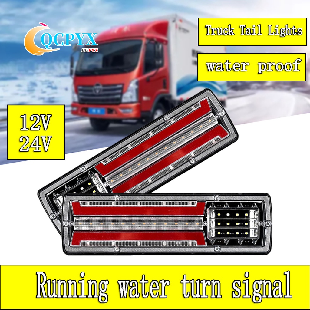 2pcs 12V 24V LED Car Truck Lorry Brake Light Stop Turn Rear Tail Trailer Signal Lamp Indicator ...