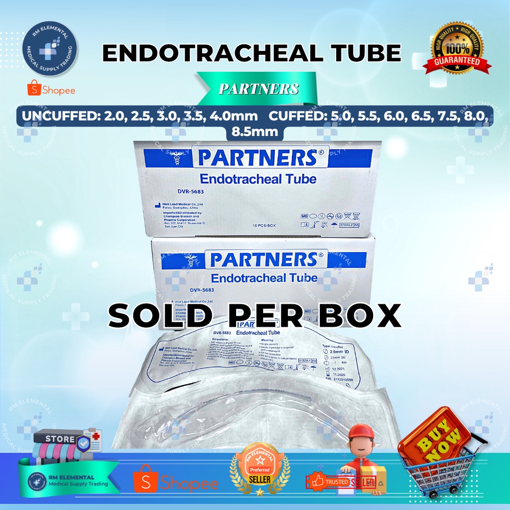 [ BOX ] Endotracheal Tube (PARTNERS) Cuffed/ Uncuffed 10s SOLD PER BOX ...