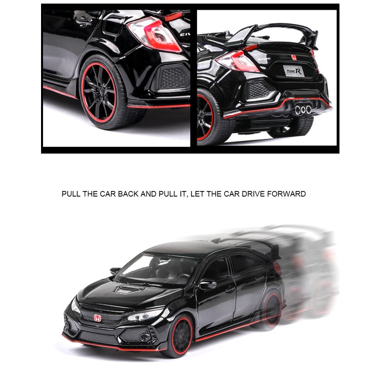 1:32 Honda Civic TYPE R Car Model Alloy Diecast Car Toy Vehicle Model ...
