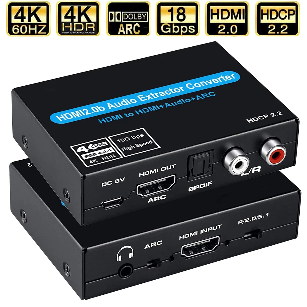 4K 60Hz HDMI 2.0 audio extractor Support 5.1Ch HDMI2.0b HDMI to HDMI ...