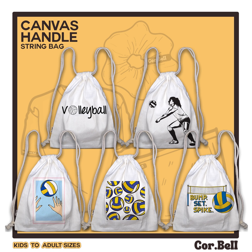 String Bag VOLLEYBALL Sports Canvas Katsa Korean Drawstring Bag ...