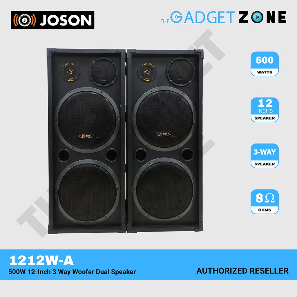 Joson 1212W-A 500W 12-Inch 3 Way Woofer Dual Speaker - 2pcs | Shopee ...