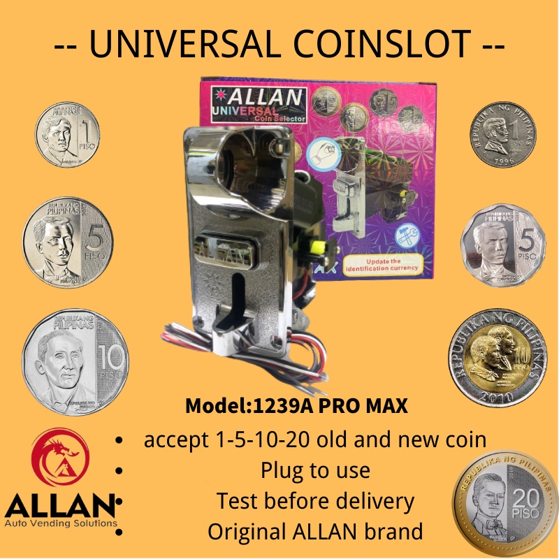 Allan Universal Coinslot /Coin slot New (1239&1239A) Anti coin hooking ...